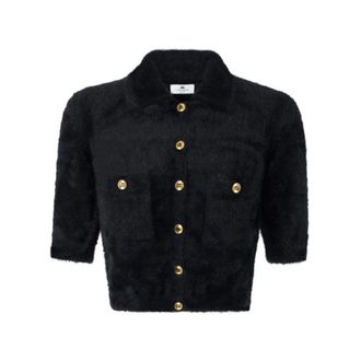 Elisabetta Franchi Mini-Cardigan aus Strick mit Schmuckkn&ouml;pfen - - Knitwear - Damen - Schwarzk - S