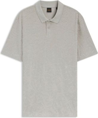 HUGO BOSS Poloshirt mit floraler Frottee-Struktur in