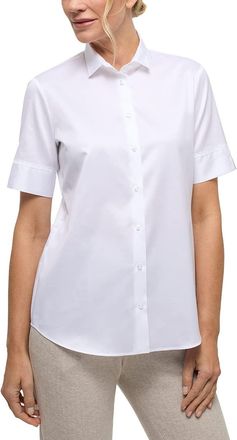 Eterna Female Cover Shirt Bluse unifarben Regular FIT 50_D_1/2, 1/2, weiß