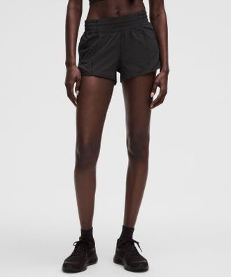 lululemon Hotty Hot Shorts mit hohem Bund und Liner f&uuml;r Frauen - 6 cm - Gr&ouml;&szlig;e 10 in Black