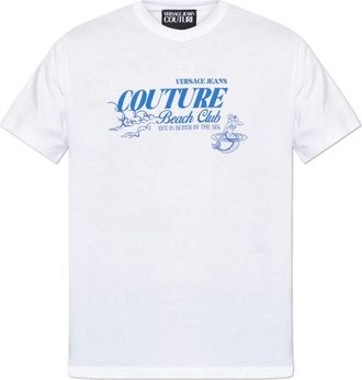 Versace Jeans Couture Homme, Tops, Blanc, Taille: M T-shirt Imprim&eacute; en Jersey de Coton