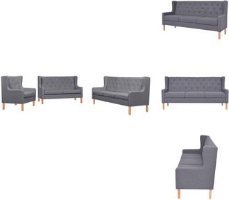 vidaXL Vidaxl - 3-tlg. Sofa-Set Stoff Grau - Komfortables Sofa Set - Wohnlandschaft - Couchgarnitur - Grau - Modernes Sofa