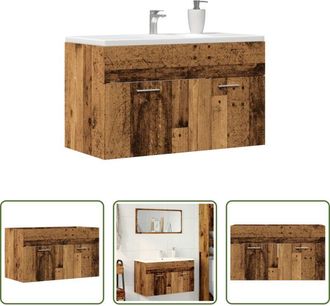 vidaXL Badezimmer Schrank - Waschbeckenunterschrank Altholz-Optik 80x38,5x46 cm