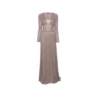 Missoni Maxikleid mit tiefem Ausschnitt und langen &Auml;rmeln - - Dresses - Damen - Rosa - XS