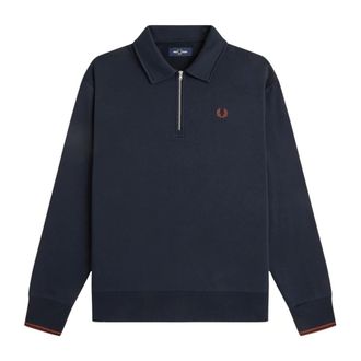 Fred Perry Sweatshirt mit Stehkragen und halbem Rei&szlig;verschluss - - Sweatshirts & Hoodies - Herren - Blau - M