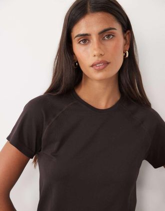 Sweaty Betty T-shirt de sport sans coutures couleur marron espresso