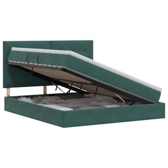 vidaXL Letto Con Contenitore E Materasso Verde Scuro 180 X 200 Cm Vidaxl