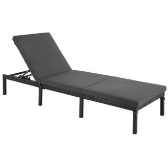 Songmics Chaise longue, Bain de soleil, Transat de relaxation, avec matelas de 5 cm, surface tiss&eacute;e, inclinable - Anthracite GCB27GYV1