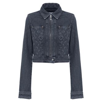Marine Serre Femme, Vestes, Bleu, Taille: 40 FR Denim Trucker Zipped Jacket