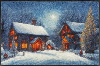 Wash+Dry Fu&szlig;matte, Twinkle Village 50x75cm, innen und au&szlig;en, waschbar