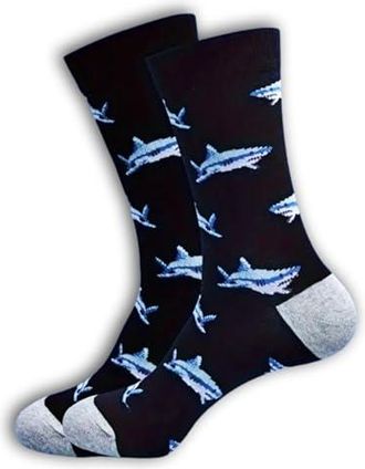 Generic Chaussettes requin amusantes, cadeau pour les hommes qui aiment la p&ecirc;che ou le surf, taille 38-42, gris, 9