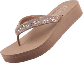 Skechers Sandales compensees femme Ref 65539 Mocha - 38