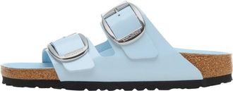 Birkenstock Loafer - Ciabatta Arizona Big Buckle Shine Blue Natural Lea - Gr. 36 (EU) - in Blau - für Damen