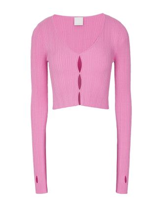 8 by YOOX VISCOSE BLEND RIBBED KNIT CROP CARDIGAN