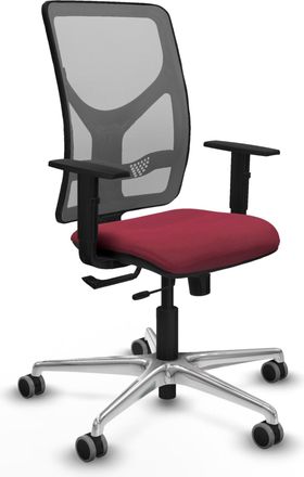 Piqueras y Crespo Hochlehner B&uuml;rostuhl mit 1D-Armlehnen, h&ouml;henverstellbare Lendenwirbelst&uuml;tze, ausgestattet mit Syncro/Traslack und Schneideschaum, Grau/Granatrot