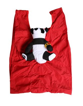 Dolce & Gabbana Mens Panda-Embellished Polyester Tote Red Zamak Steel