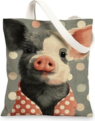 Generic Sacs fourre-tout en toile avec imprimé animal artistique - Réutilisables - Légers et lavables - Pour salle de sport, voyage, plage, pique-nique - 33 x