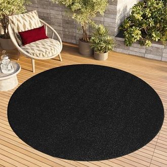 Tapiso Mono Rond Tapis Poil Court Int&eacute;rieur Design Moderne Noir Motif Uni Tapis Salon Chambre Adulte Salle &agrave; Manger Cuisine R&eacute;sistant Ext&eacute;rieur Oeko-TEX 240 