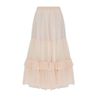 Chlo&eacute; R&uuml;schen-Maxirock aus Seidenmousseline - - Skirts - Damen - Rosa - S