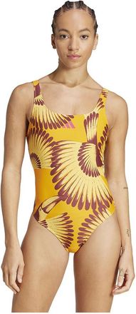 adidas Womens x Farm 3-Streifen Badeanzug Bright Orange/Pulse Lime 38