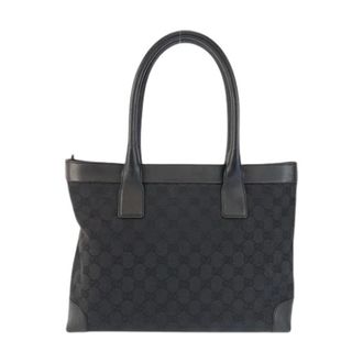 Gucci Pre-owned GG Canvas Leder Tote Bag - - Pre-owned - Damen - Schwarzk - ONE SIZE