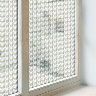 Tulup Fensterfolie 200x146 cm Selbstklebend Milchglas Dekorativ Sichtschutz Fenster Folie f&uuml;r Badezimmer Schlafzimmer Blickdicht Geometrische Dreiecke
