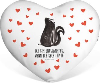 Mr. & Mrs. Panda Herzkissen Stinktier Sitzen - Geschenk, Spruch, Wildtier, Jahrestag, Skunk, Liebeskissen, Büro, Raubtier, Valentinstag, Verlobung, Großes