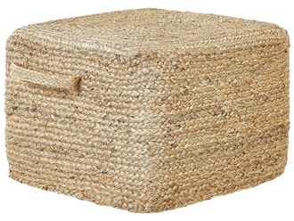 Beliani Pouf aus Jute beige/nat&uuml;rlich 45x45x30 cm Sitzhocker im Boho Stil Dhadar