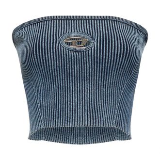 Diesel Indigo Blue &Auml;rmelloses Intarsien-Top - - Tops - Damen - Blau - XS