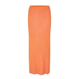 Sams&oslash;e & Sams&oslash;e Gerippter- langer Strickrock - - Skirts - Damen - Orange - M