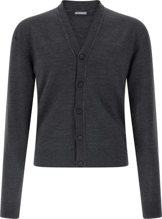 Jacquemus Homme, Pulls, Gris, Taille: XL Le Cardigan Brodé