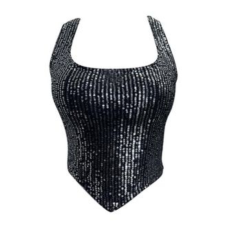 Generic D&eacute;bardeur court &agrave; paillettes avec poitrine rembourr&eacute;e, gris, Taille unique