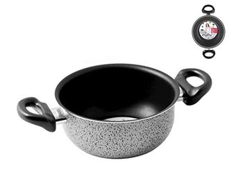hOme Home Salt Peper Kasserolle mit 2 Griffen, Antihaftbeschichtung, 14 cm, Aluminium, schwarz/grau