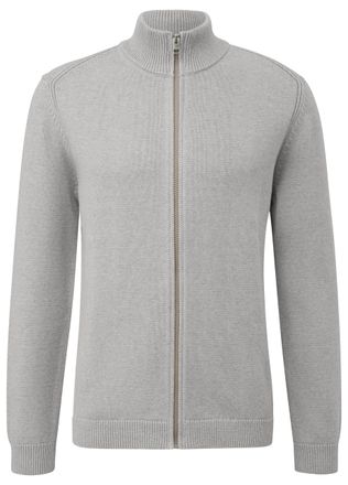 s.Oliver Baumwoll-Strickjacke mit Stehkragen und Logo-Patch