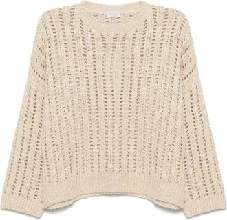 Brunello Cucinelli Pull Beige &agrave; Paillettes - Femme - Pulls - Beige - Taille: 40 FR