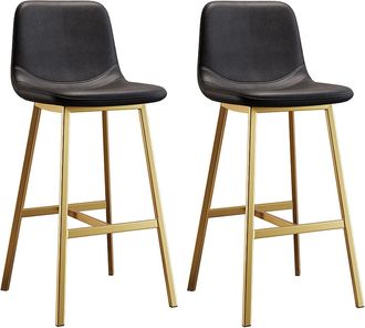 Generic Barhocker mit R&uuml;ckenlehne, 150 kg belastbar, aus PU-Leder, ideal f&uuml;r K&uuml;cheninseln; gepolsterte Barhocker mit Fu&szlig;st&uuml;tze; Esszimmerst&uuml;hle f&uuml;r die Bar