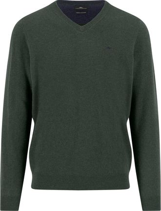 Fynch-Hatton Feinstrickpullover aus Wolle-Kaschmir-Mix mit V-Ausschnitt Dark ivy/XL