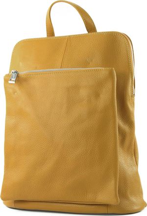 modamoda.de T141 Damen Leder Rucksack Damentasche Schultertasche handmade in Italy, Farbe:Senfgelb2021