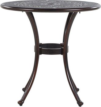 Beliani Table de Repas de Jardin Ronde 65 cm en Aluminium Effet Vieilli Marron Fonc&eacute; Tr&egrave;s D&eacute;corative pour Jardin ou Terrasse Classique et Vintage Beliani