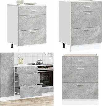 vidaXL Vidaxl - Armoire de cuisine gris b&eacute;ton bois ding&eacute;nierie