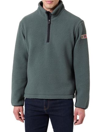 Napapijri Herren Treser Half-Zip Polar Fleece Sweatshirt, Dunkelgrün, L
