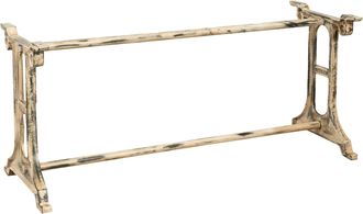 Biscottini International Tischgestell aus Gusseisen, Tisch aus Schmiedeeisen für den Garten, Tischfuß mit antiker Oberfläche, Tischplatte aus Glas, Gartentisch