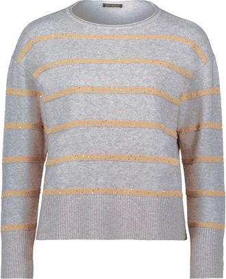 Betty Barclay Pailletten gestreifter Pullover - - Knitwear - Damen - Grau - 3XL