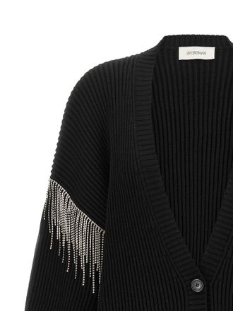 Sportmax Virgin Wool with Removable Sleeves Cardigan - Black