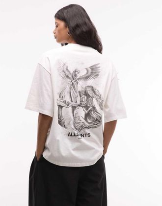 AllSaints Seraph Amelie t-shirt &agrave; manches courtes avec logo graphique et imprim&eacute; au dos en blanc