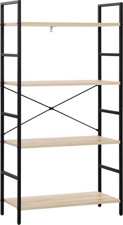 Woltu Standregal, Regal mit 4 Ebenen, Bücherregal schwarz, Küchenregal stehend, Raumteiler mit Metallrahmen, 60x116x28 cm, Holzwerkstoff