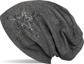 styleBREAKER M&uuml;tze Beanie M&uuml;tze mit Strass Nieten Stern