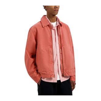 Olaf Hussein Homme, Vestes, Rouge, Taille: XL Veste en toile d&eacute;lav&eacute;e