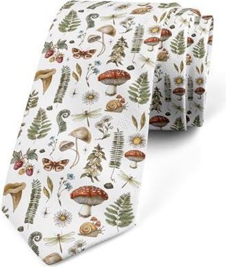 Generic Cravate Homme Champignons Blancs, Bruns Et Verts Classique Tie R&eacute;glable Cravate Pour Hommes Pour &Eacute;v&eacute;nements L&Eacute;cole Remise De Dipl&ocirc;me