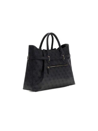 Guess Womens Satchel Bag Coal Logo Polyurethane - Satchel-Bags